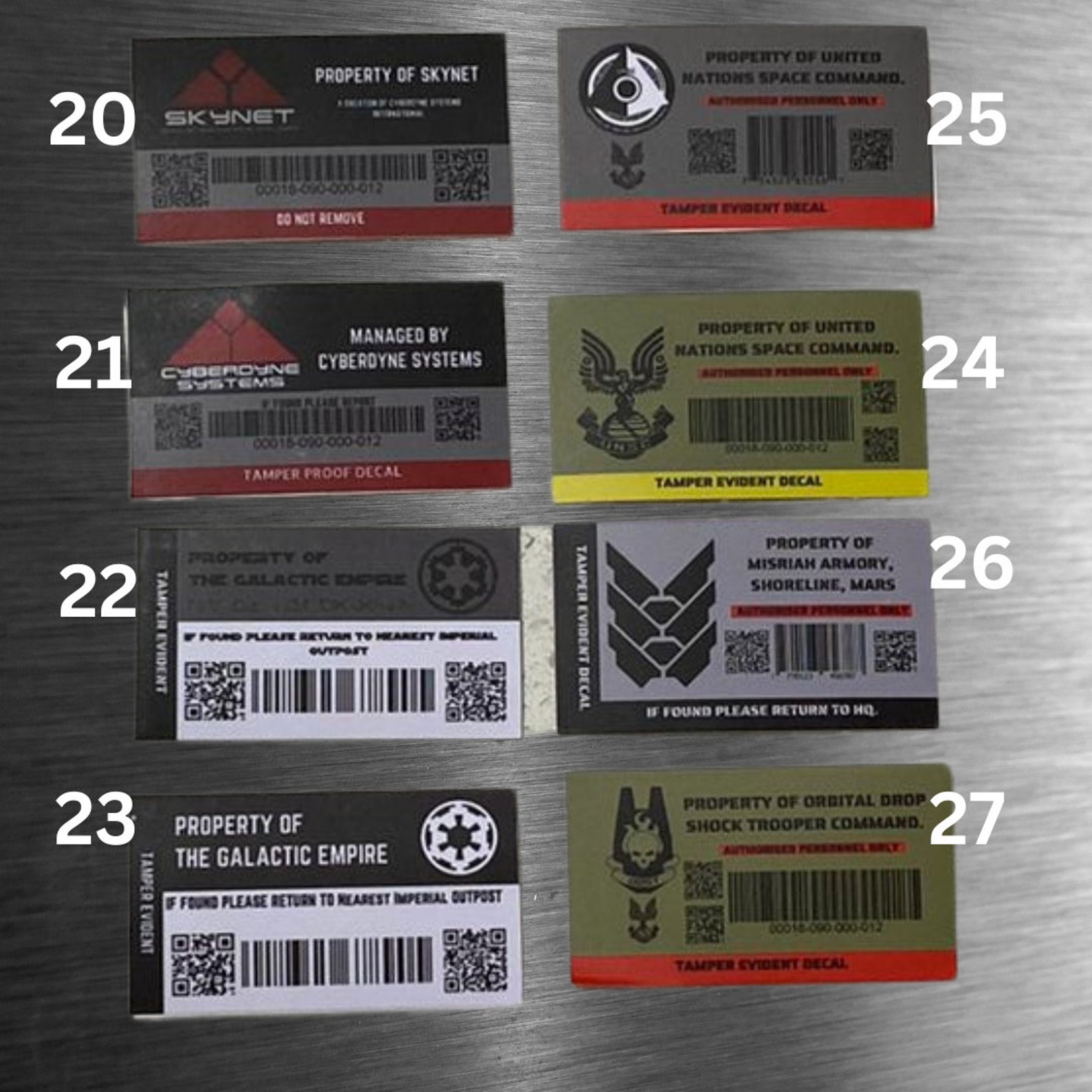 5 STICKER PACK USCM Colonial Marines Style Asset Tag Decal Dressing ...