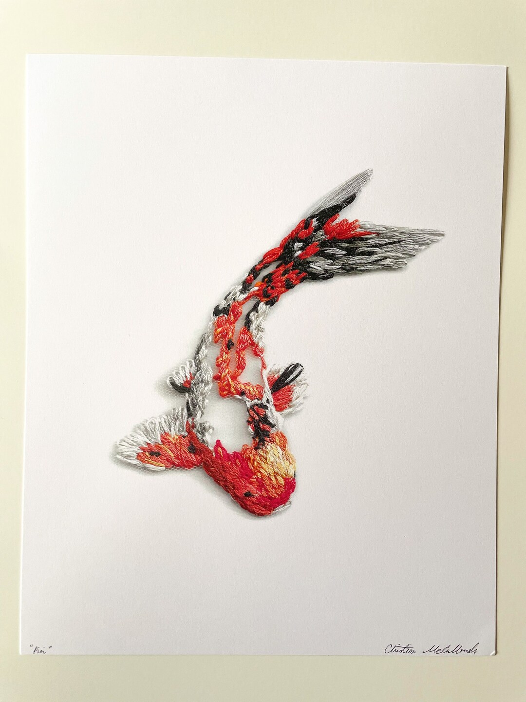 Print: koi Fine Art Print of Koi Fish Embroidery on Tulle Artwork ...
