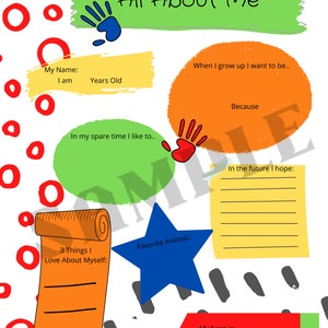 All About Me Kid Time Capsule Questionnaire Worksheets Printable - Etsy