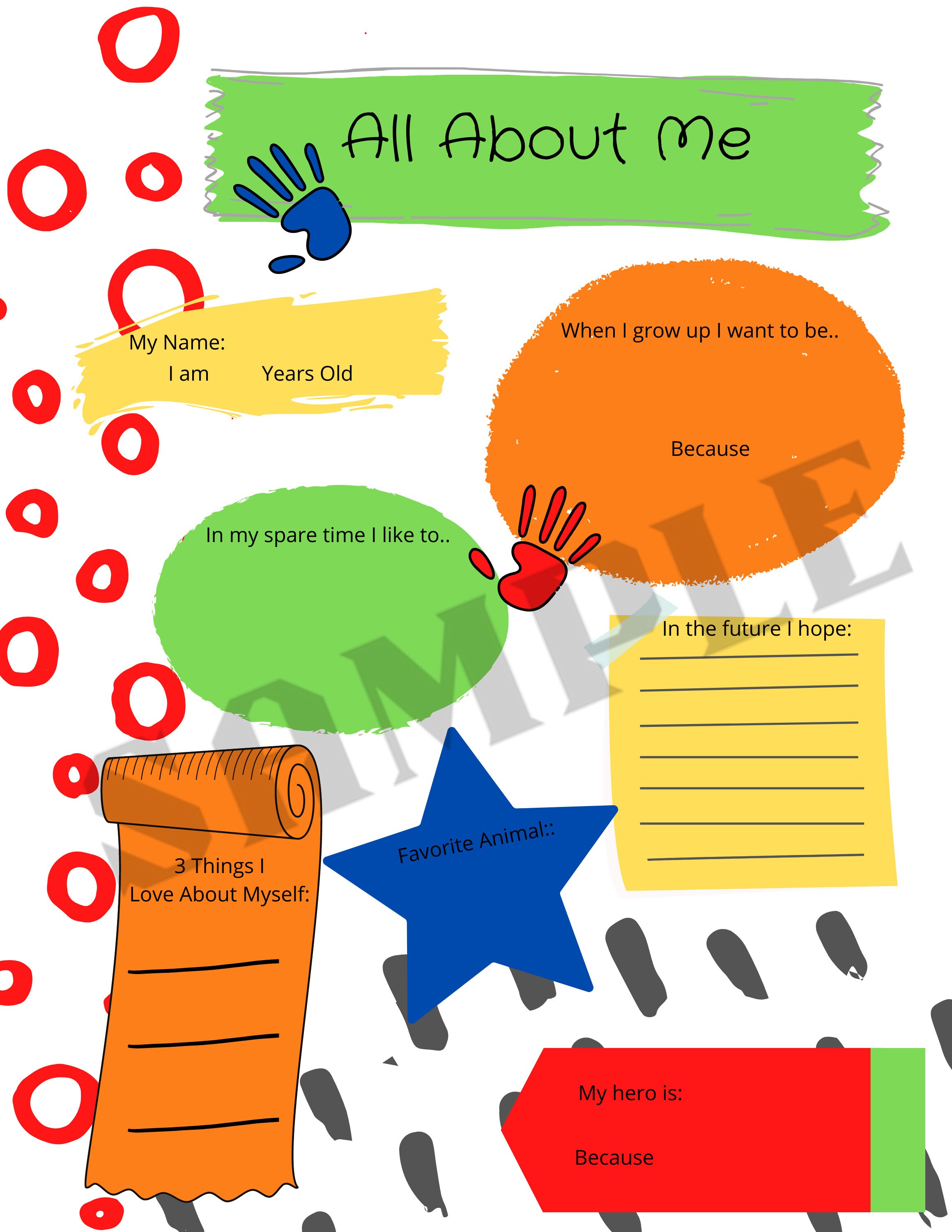 All About Me Kid Time Capsule Questionnaire Worksheets Printable - Etsy ...