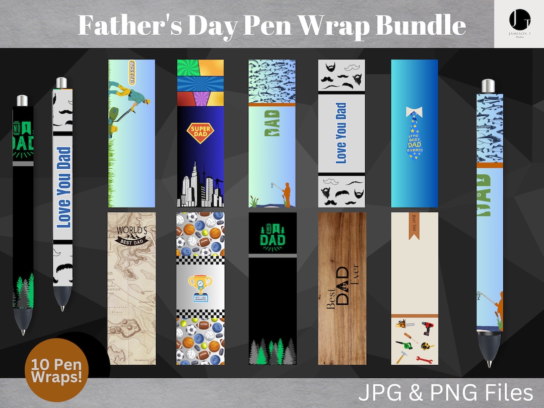 Father's Day Pen Wrap Bundle, Fishing Pen Wraps, Comic Book Pen Wrap ...