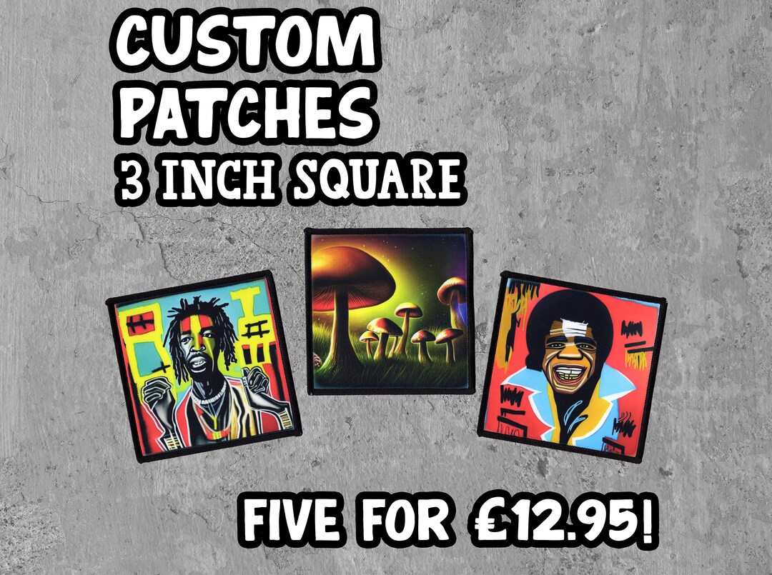 Custom Made to Order 3 Inch X 3 Inch Square Iron on or Sew on Patches ...