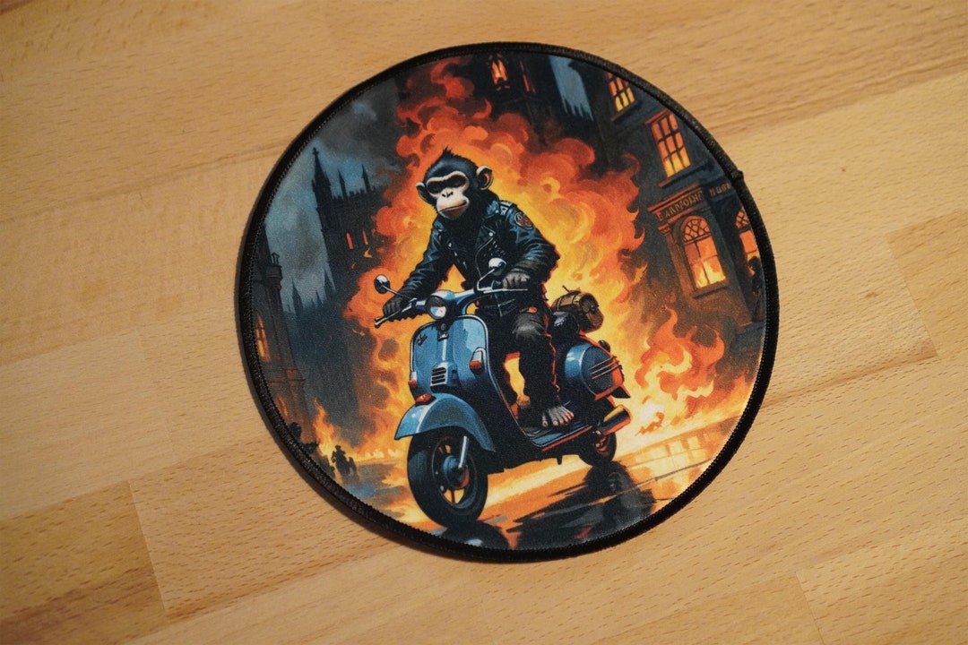 Mod Rockabilly Scooter Monkey Iron on Jacket Backpatch, Large Iron on ...