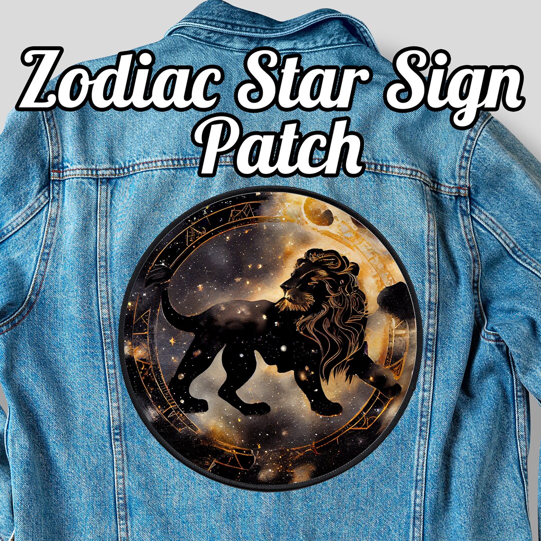 Leo Star Sign Iron on Patch, Large Backpatch for Coats & Jackets ...