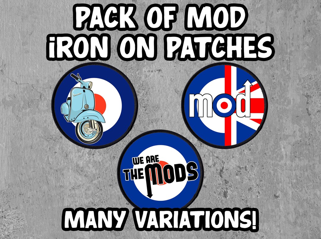 Pack of Mod Iron On/sew on Patches, Mod Target Patches, Many Styles ...
