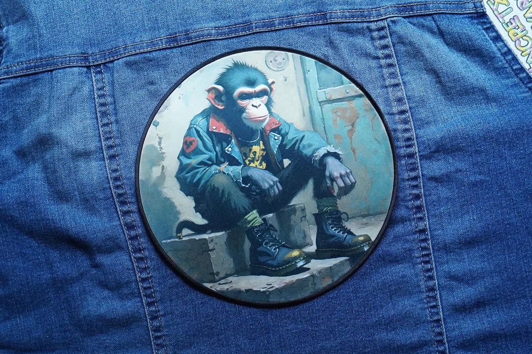 Skinhead Monkey Patch, Large Iron on Jacket Backpatch, Back Patch for ...