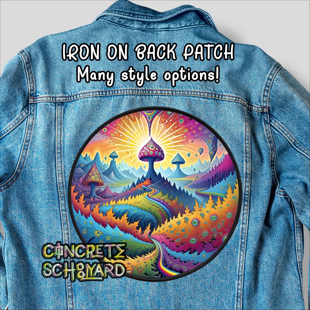 Psychedelic Fractal Magic Mushroom Landscape Large Iron on Back Patch ...