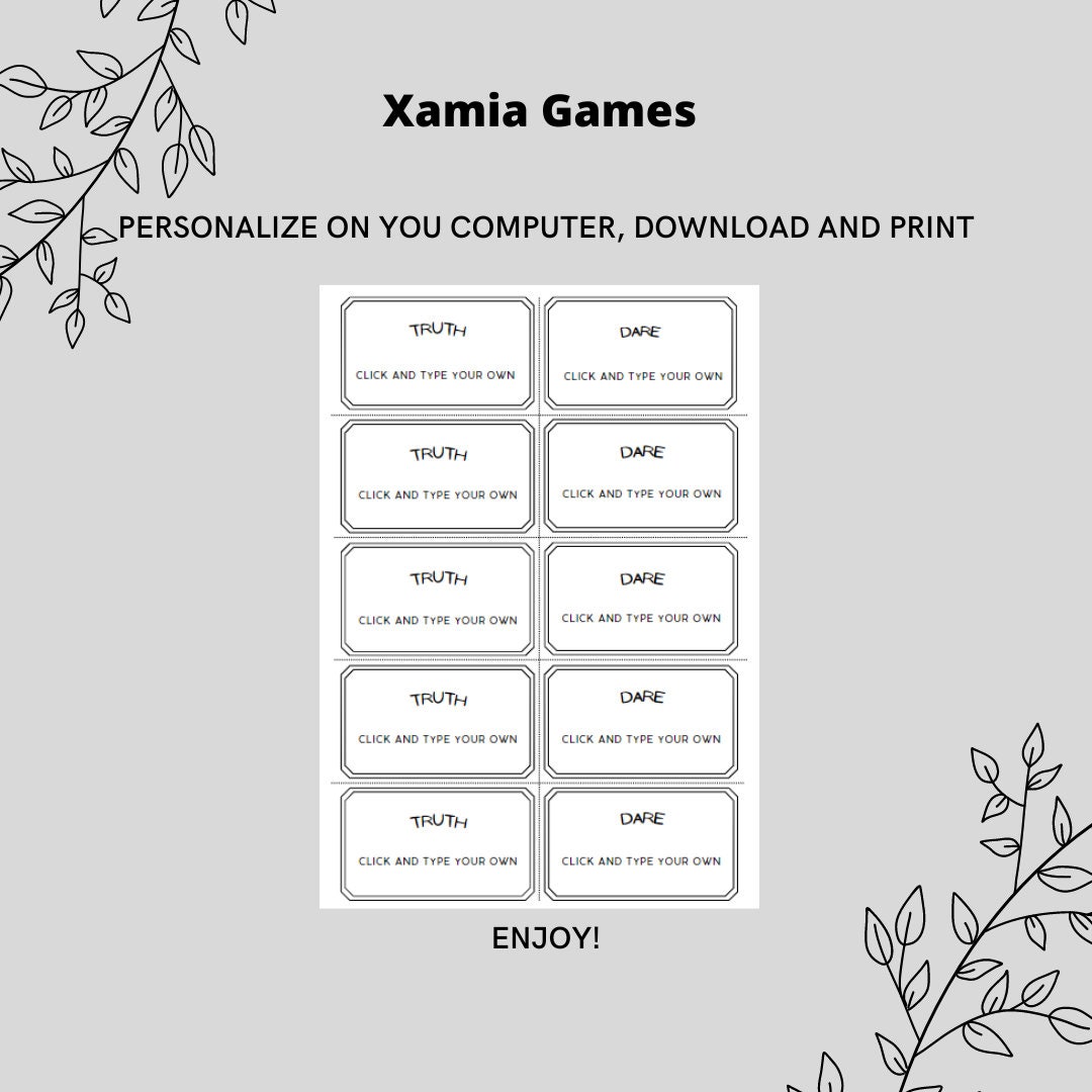 DIY Truth or Dare Card Game - Etsy