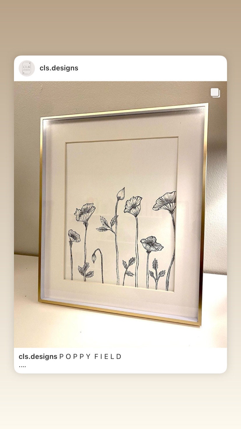 Poppy Field Pen and Ink Drawing Print - Etsy