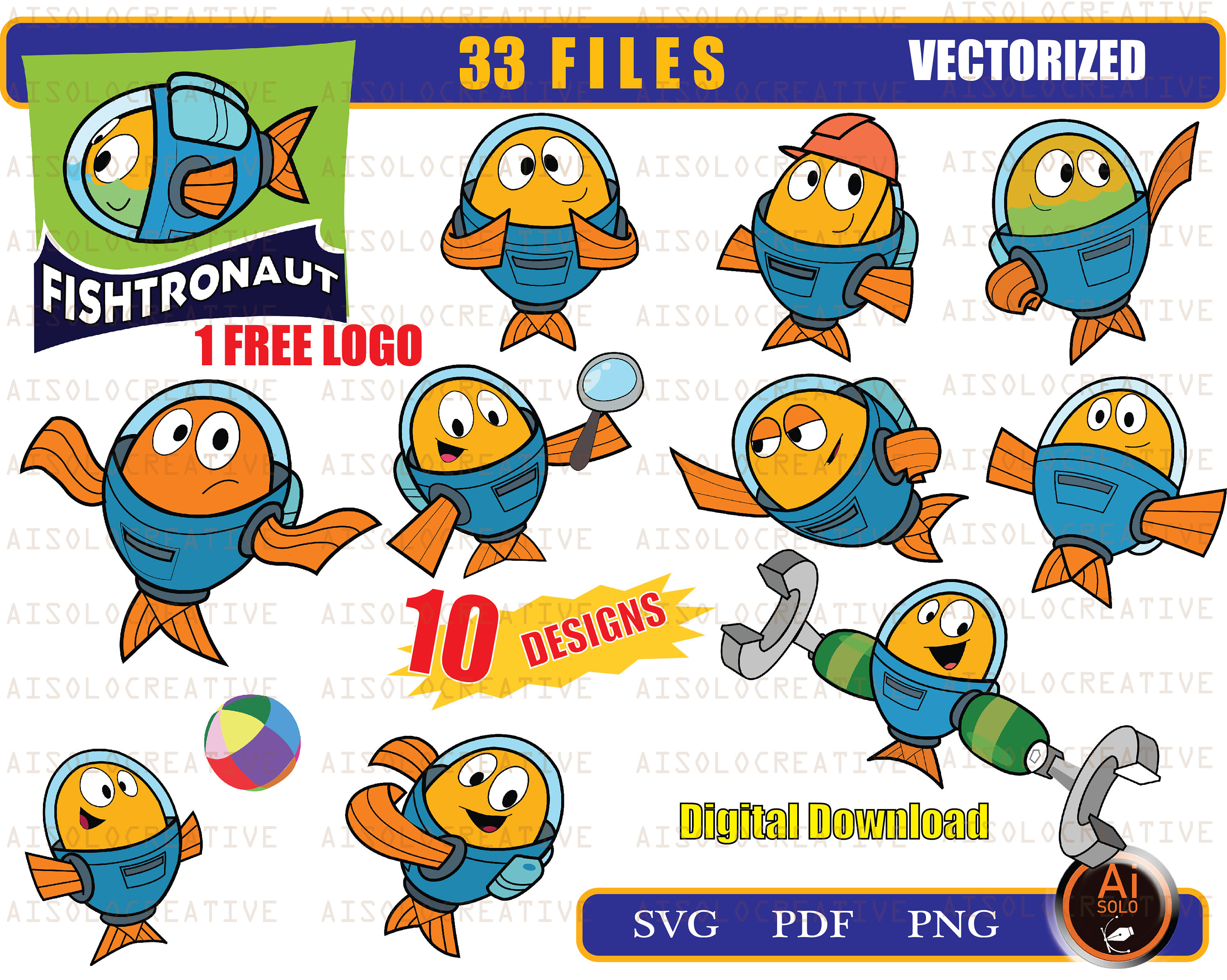 FISHTRONAUT 2022, CRICUT, SVG, Digital Download, Png, Cartoons, Anime ...