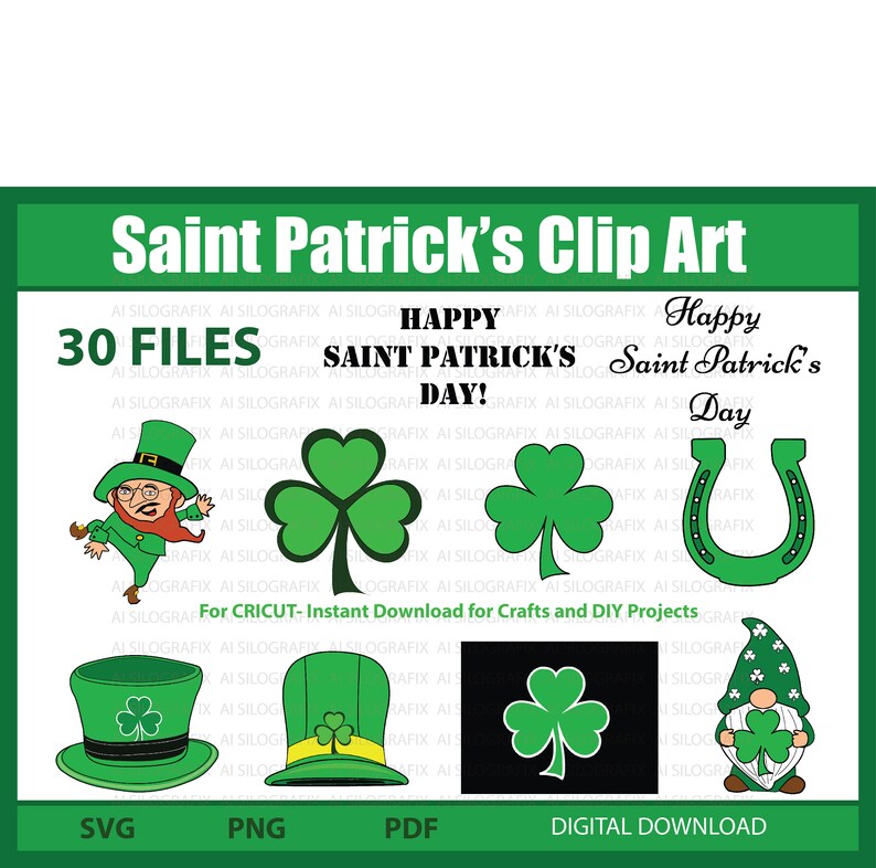 Saint Patrick's Day Clip Art: SVG, PNG, and PDF Digital Downloads - Etsy