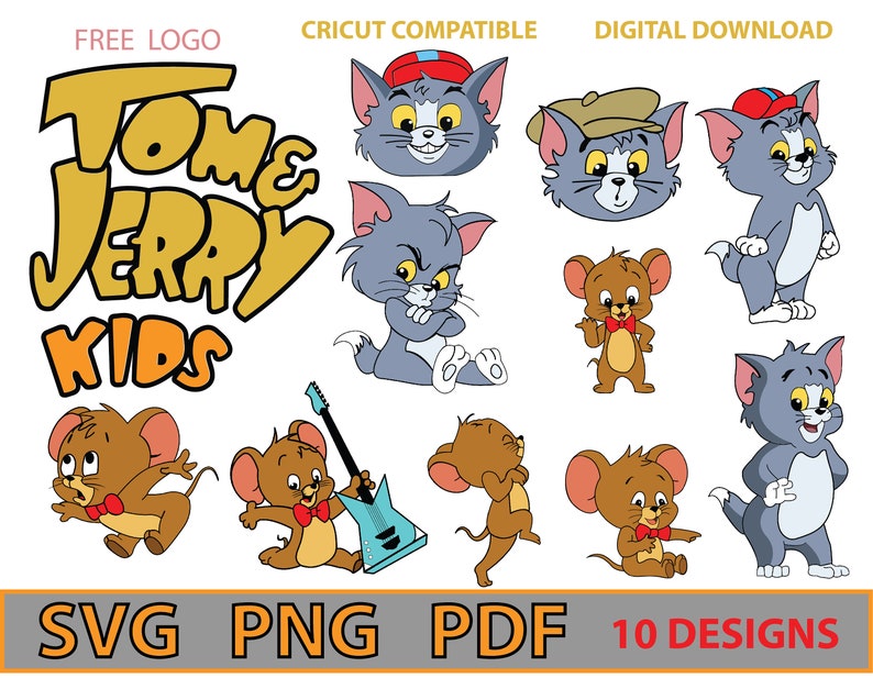 Kid Versions of Tom and Jerry SVG Files - Etsy