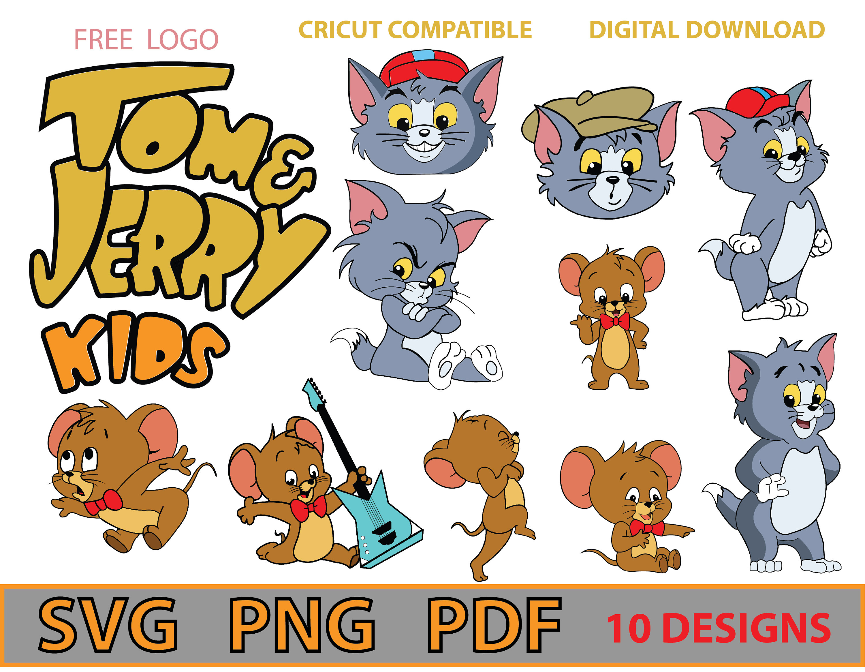 Kid Versions of Tom and Jerry SVG Files - Etsy