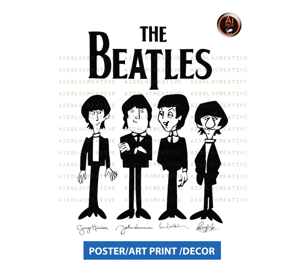 REILLUSTRATED the Beatles Vintage Poster - Etsy