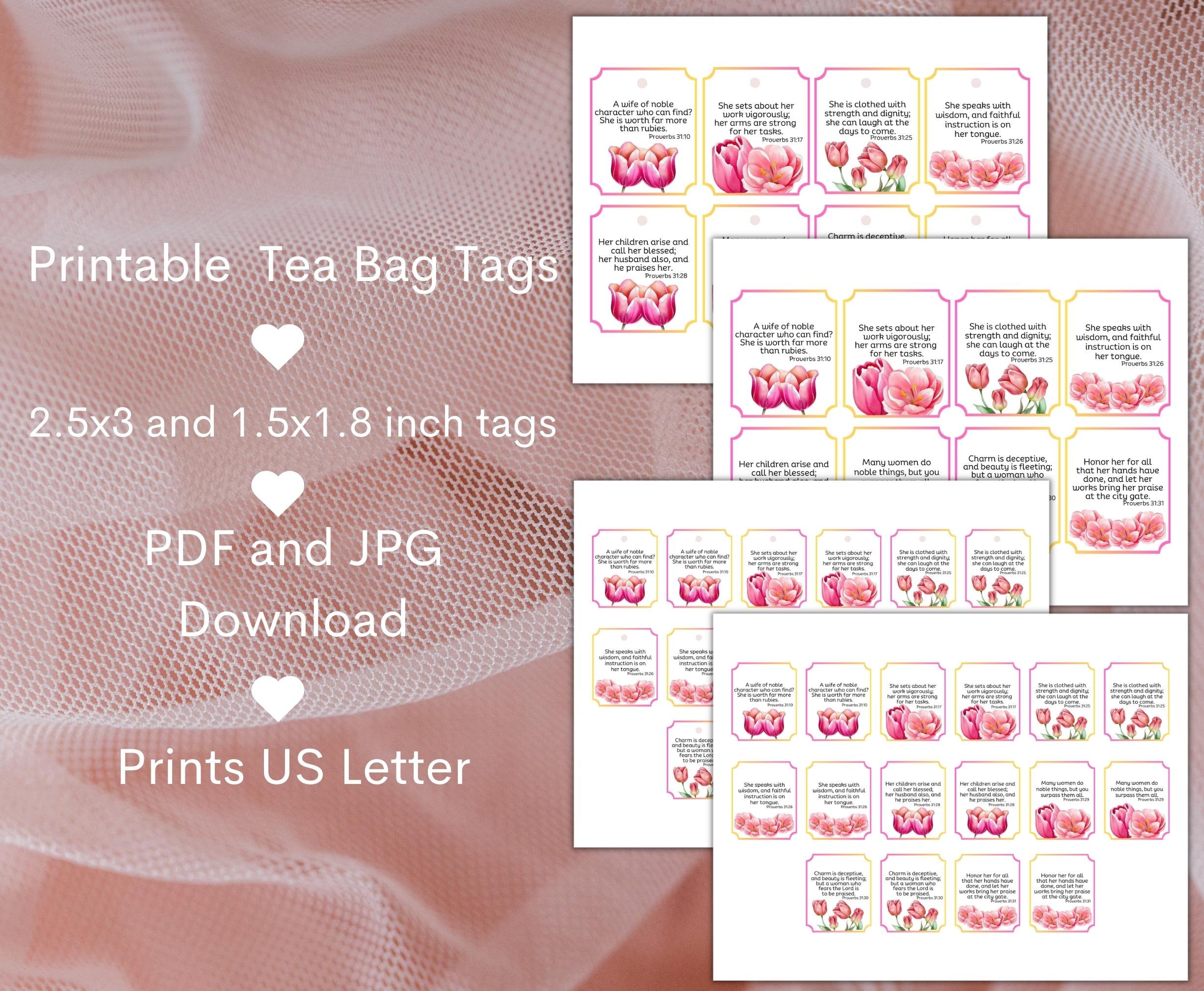 Proverbs 31 Tea Tags Scripture Tea Tags Printable Gift Tags Tea Bag ...