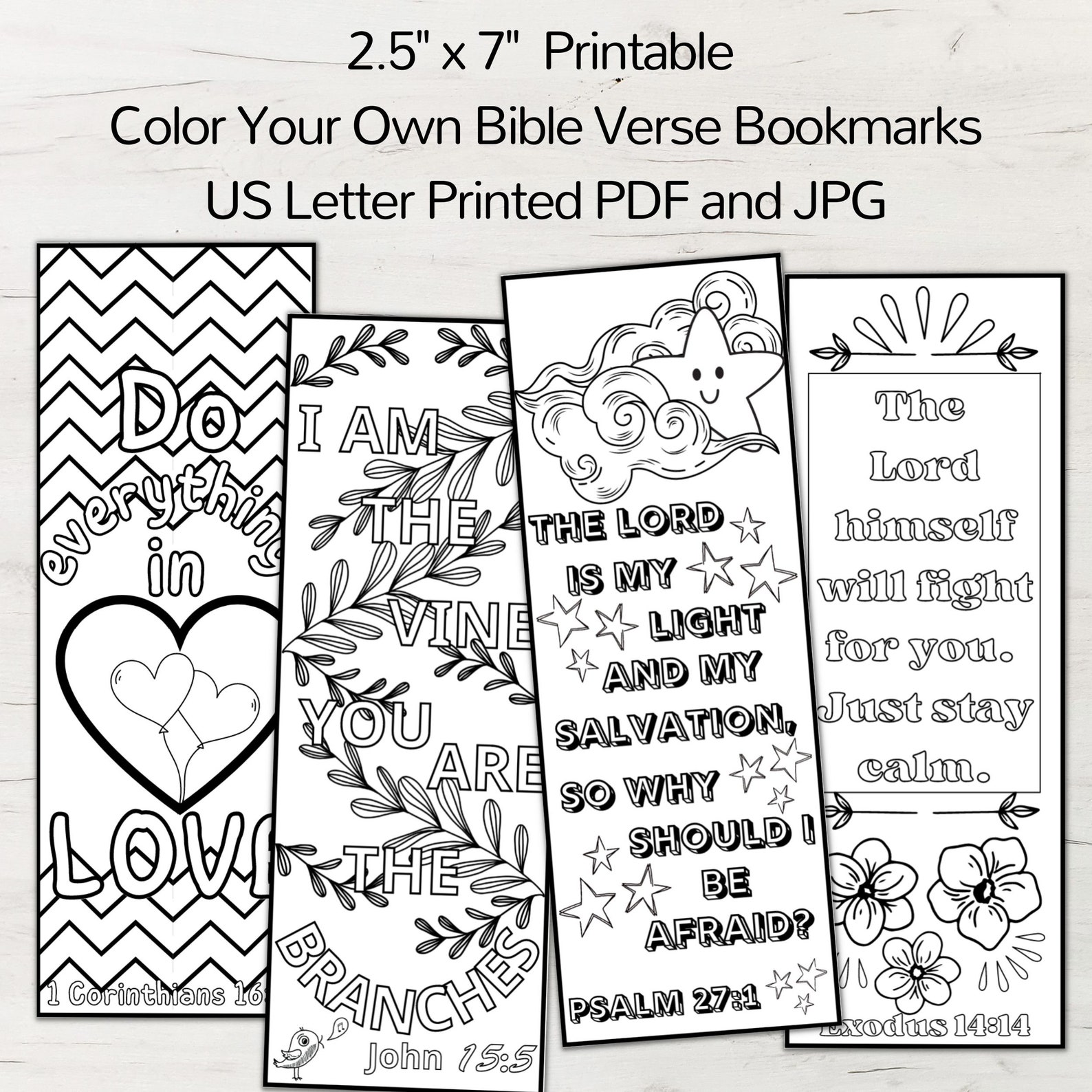 Color Your Own Bookmark Printable Bible Verse Bookmark Set - Etsy