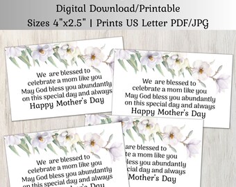 Mother's Day Church Cards Mother's Day Tea Gift Bag Cards Tags ...
