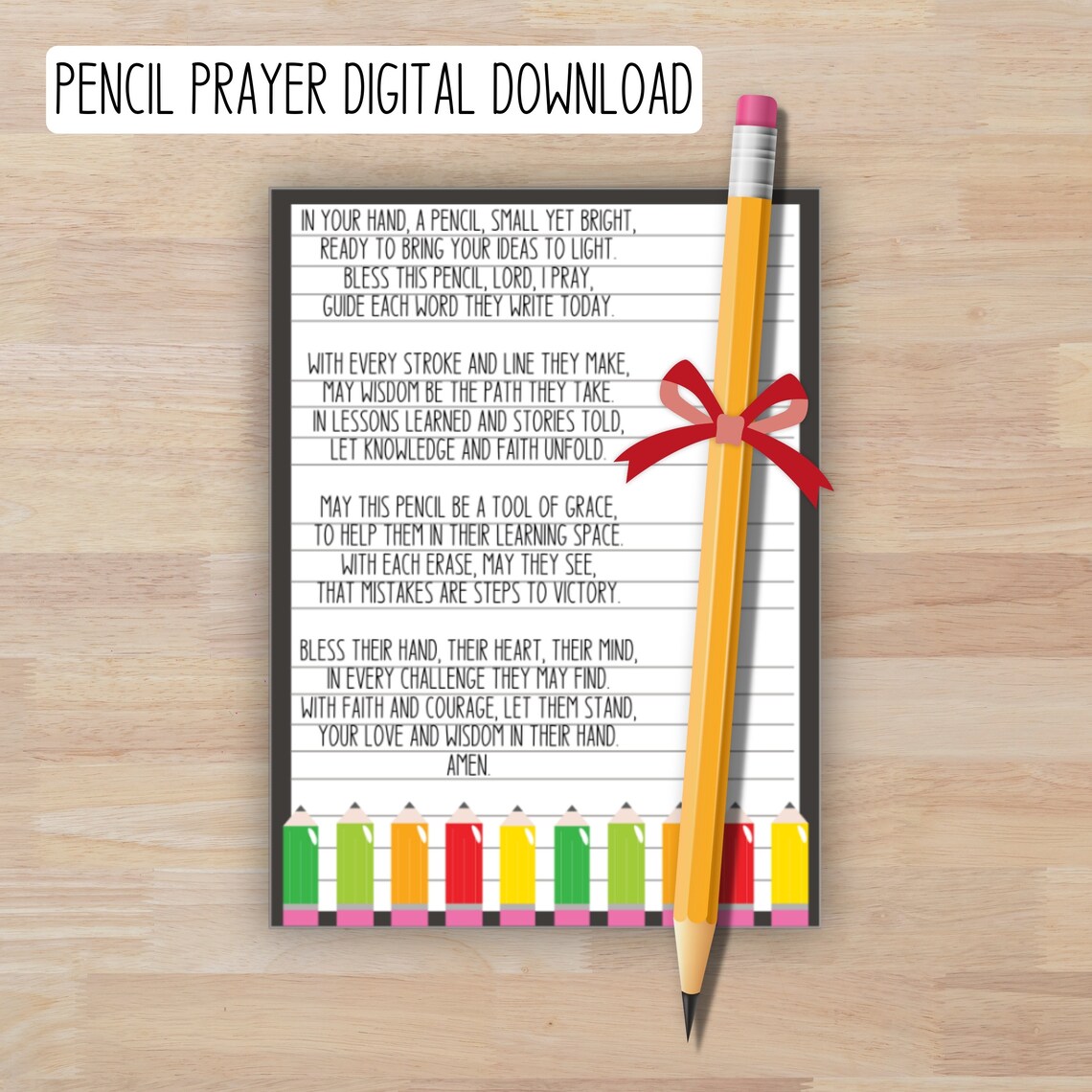 Pencil Prayer Card, Back to School Gift, Sunday School Printable ...
