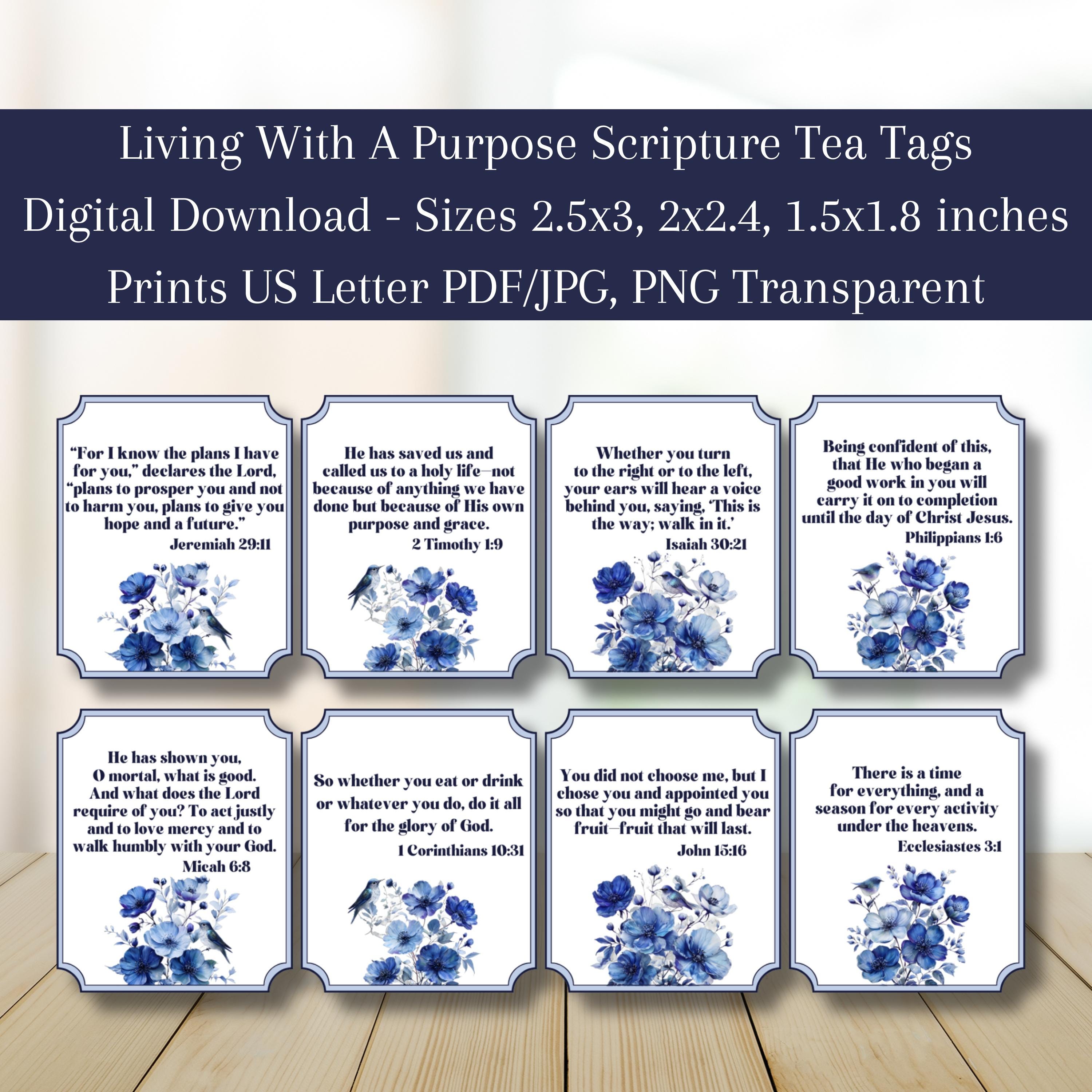 Scripture Tea Tags, Printable Tea Tags, Teabag Tags, Living With A ...
