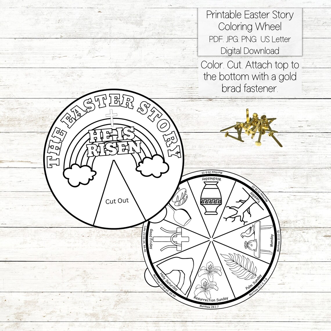 The Easter Story Coloring Spinner Wheel Easter Activity Kids - Etsy