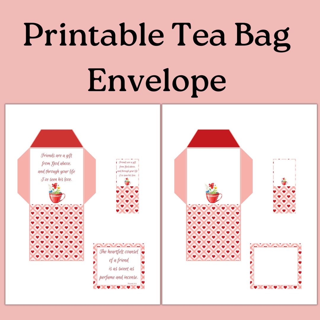 Printable Tea Bag Envelope Tea Bag Wrapper Tea Bag Lover - Etsy