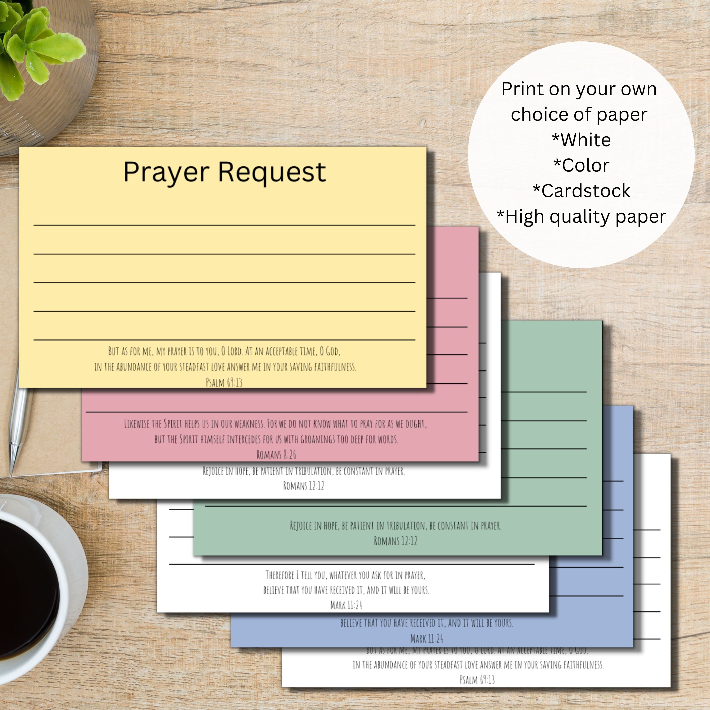 Christian Prayer Request Cards & Sign: Scripture Verses (digital ...
