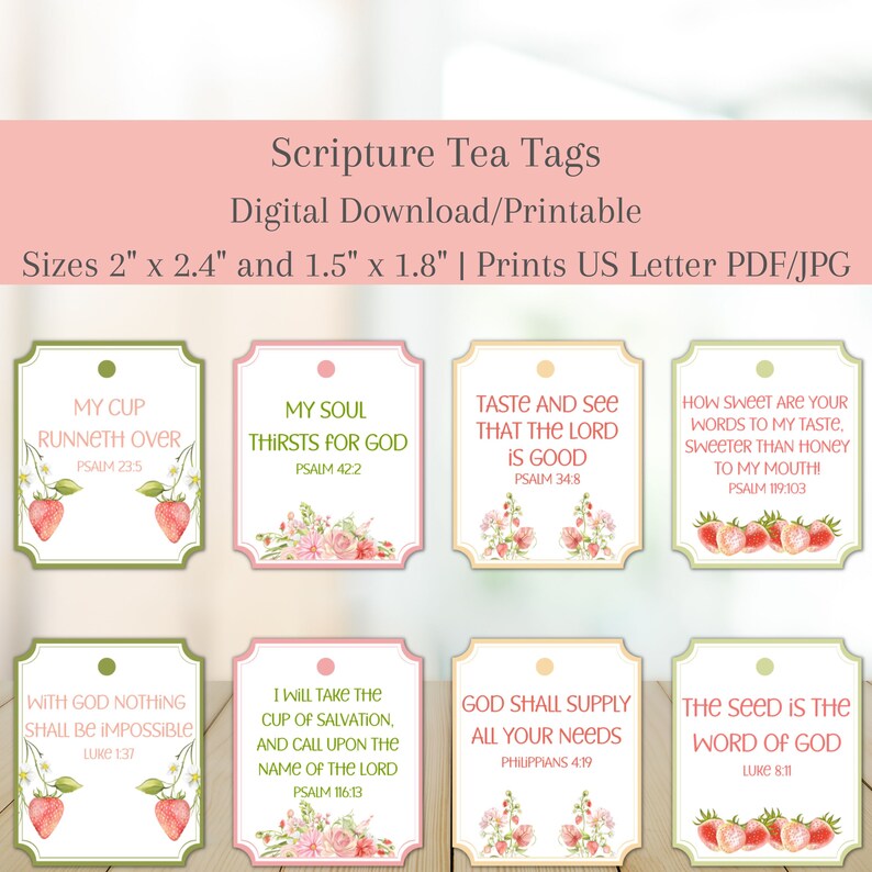 Scripture Tea Tags Printable Tea Tags Scripture Gift Tags - Etsy