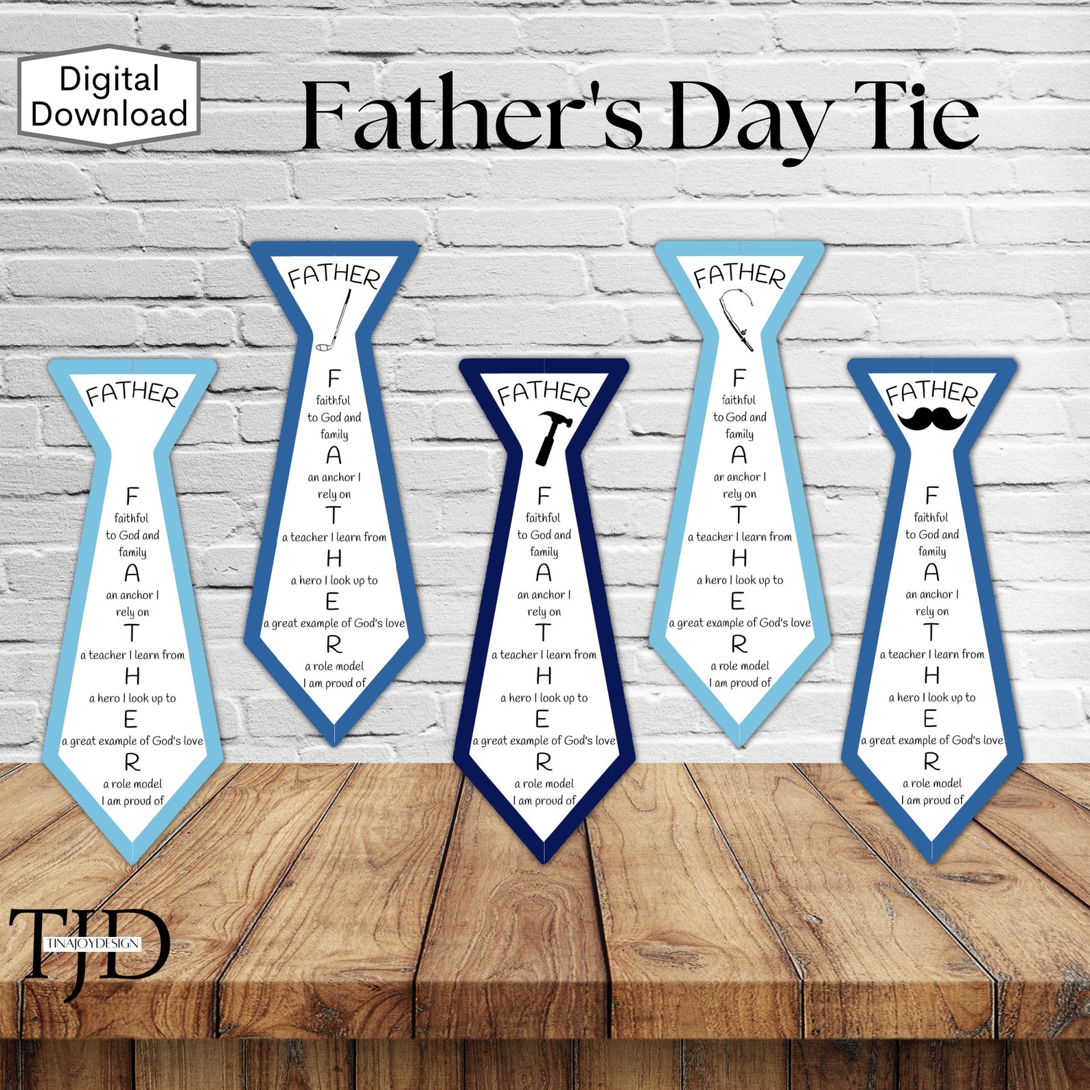 Father's Day Neck Tie Printable, Father Acronym Printable, Neck Tie ...