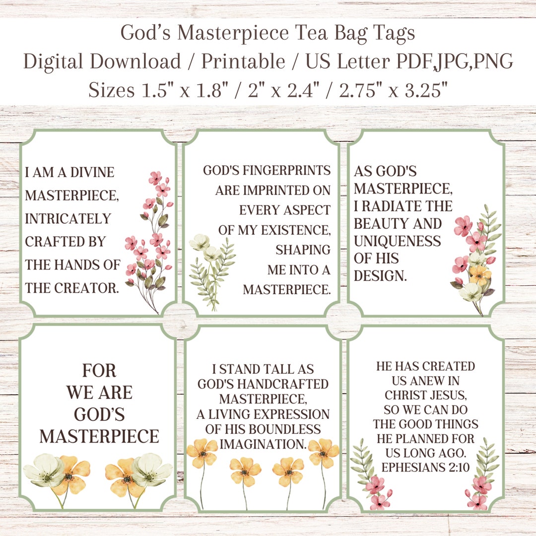 Scripture Tea Tags Printable Tea Tags Scripture Tags Teabag Tags Bible ...