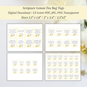 Scripture Tea Tags, Lemon Tea Tags, Scripture Tags, Teabag Tags, Bible ...