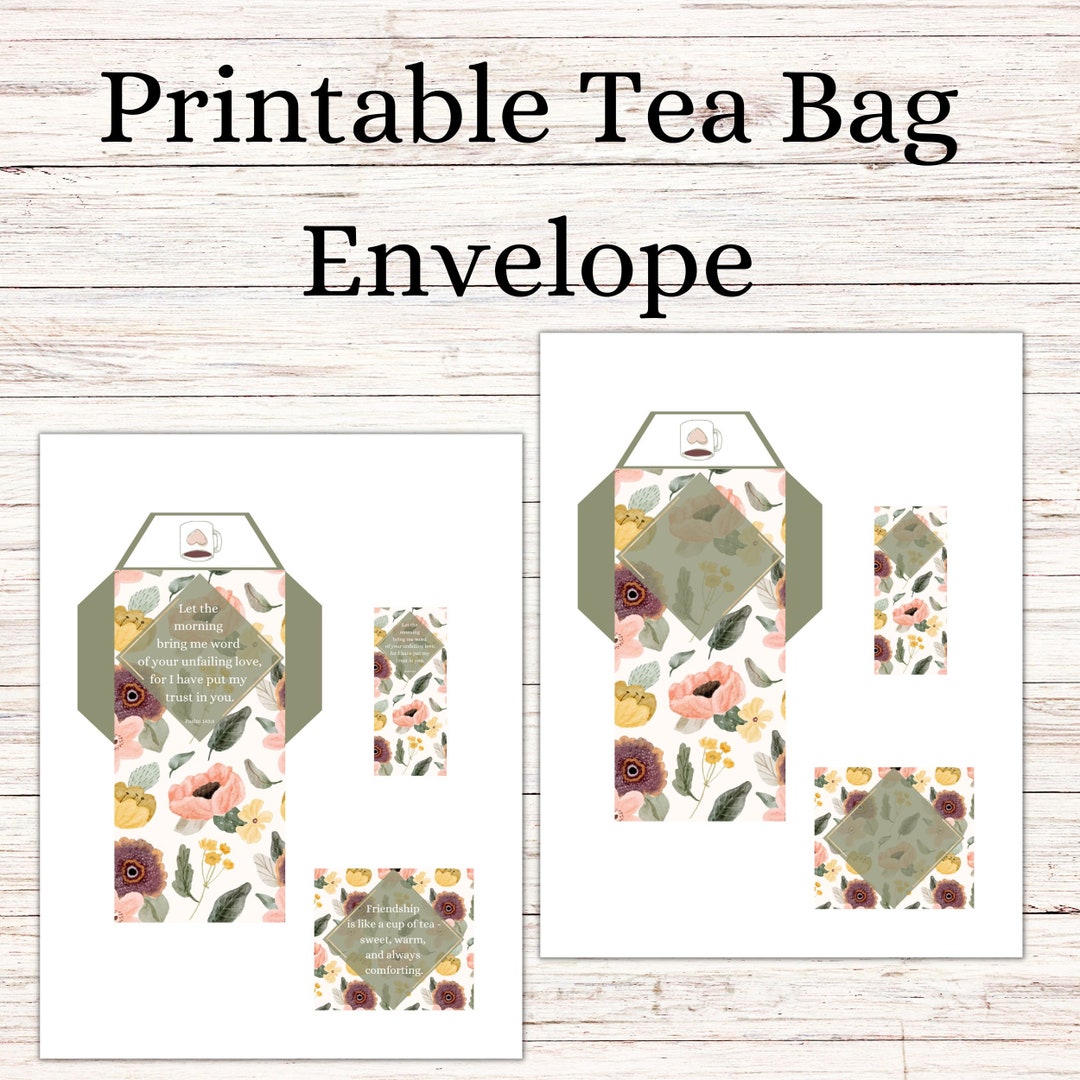 Printable Tea Bag Envelope Tea Bag Wrapper Tea Bag Lover - Etsy