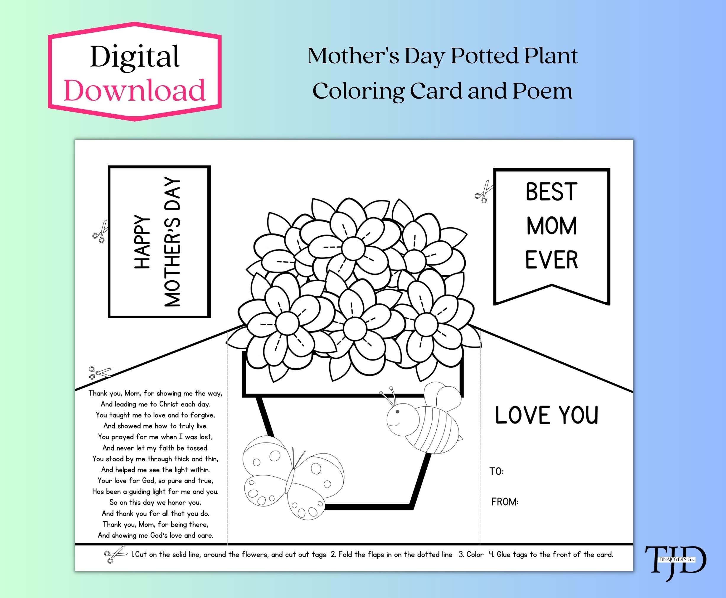 Mother's Day Card Activity Sunday School Craft for Mom - Etsy