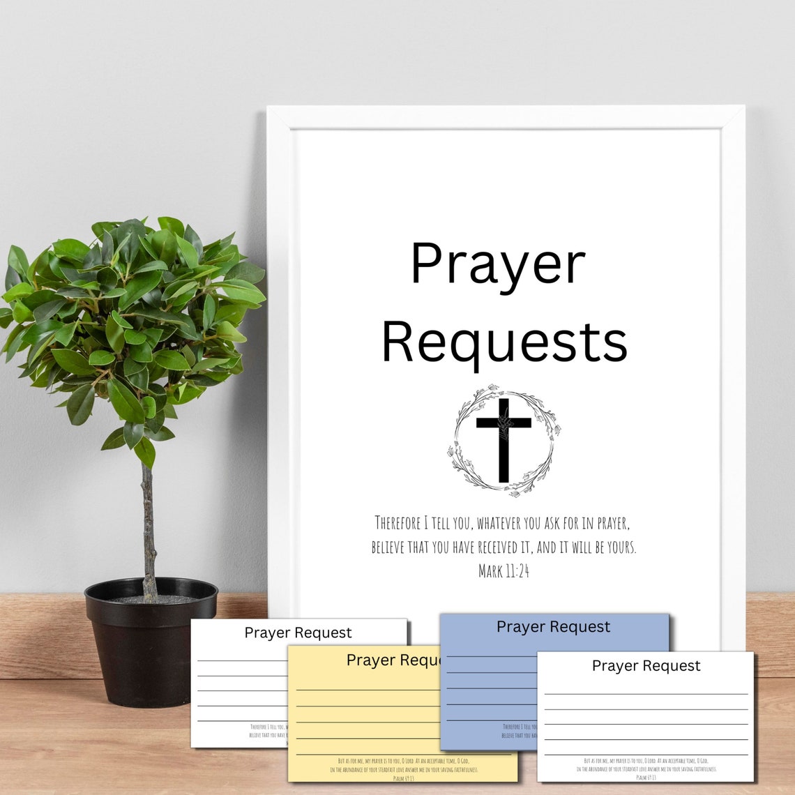 Christian Prayer Request Cards & Sign: Scripture Verses (digital ...