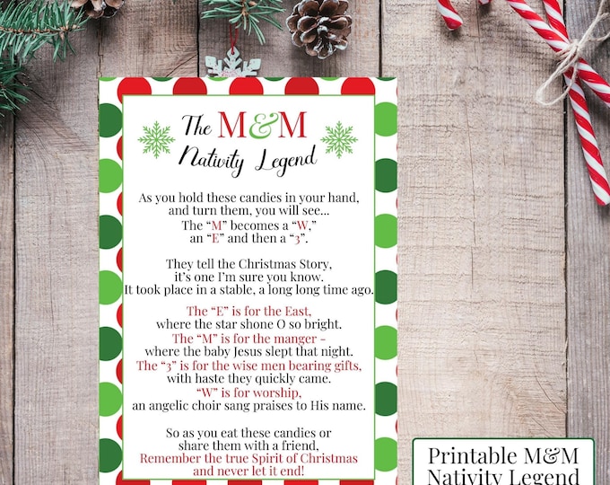 M&M Nativity Legend Christmas Tags Gifts Treats Cards Chocolate Candy ...