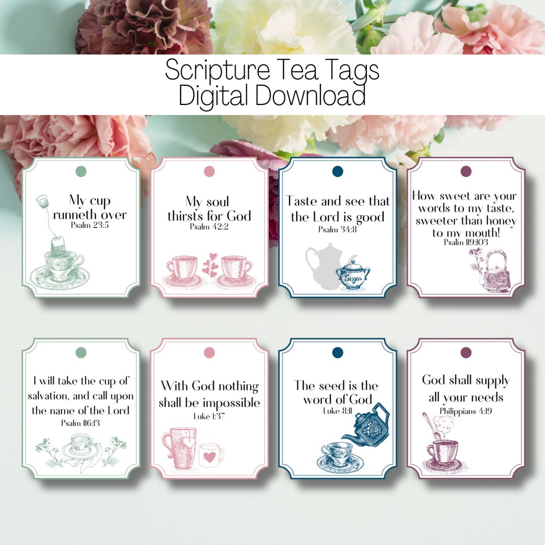 Scripture Tea Bag Tags: Bible Verse Christian Printable Tea Tags ...