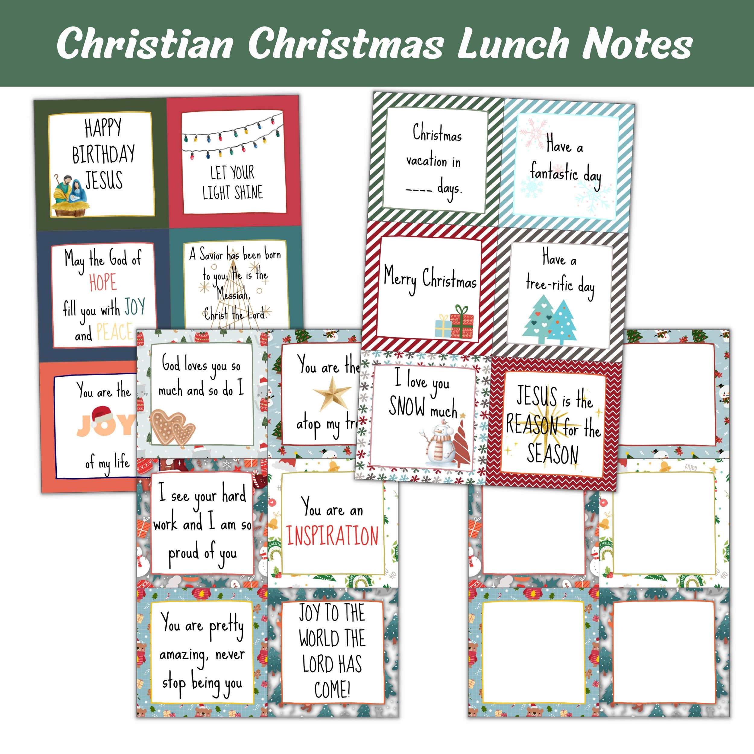 Christmas Printable Lunchbox Notes for Kids Inspiring Notes - Etsy