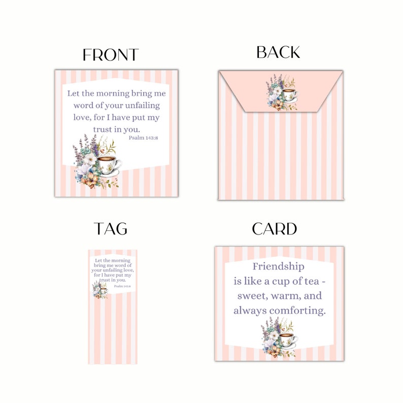 Printable Tea Bag Envelope Tea Bag Wrapper Tea Lover Gift Teabag Holder ...