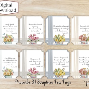 Proverbs 31 Tags Scripture Tea Tags Printable Tea Bag Tags Mother's Day ...