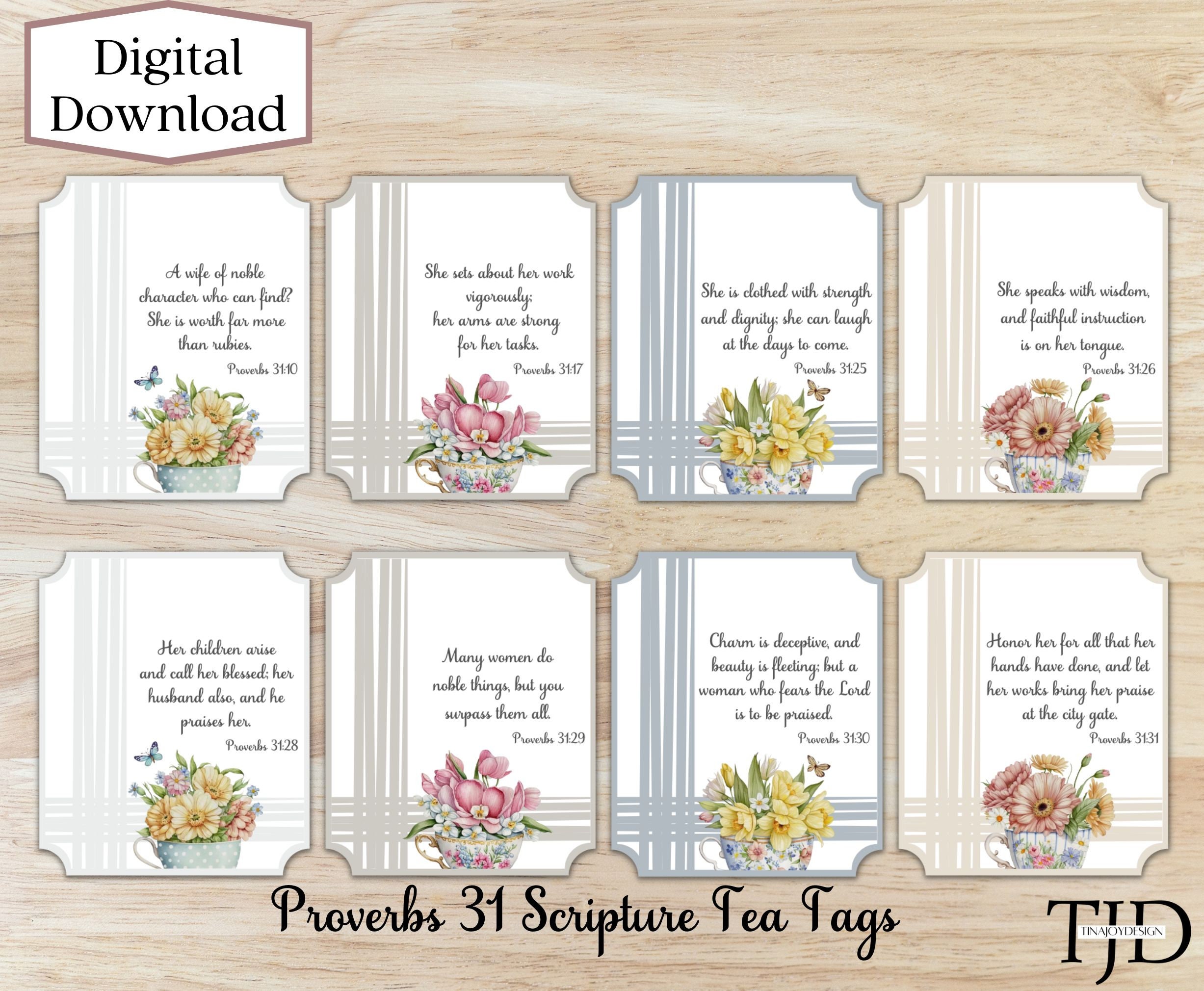 Proverbs 31 Tags Scripture Tea Tags Printable Tea Bag Tags Mother's Day ...