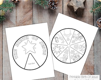 Christmas Story Coloring Wheel, Printable Nativity Christmas Preschool ...