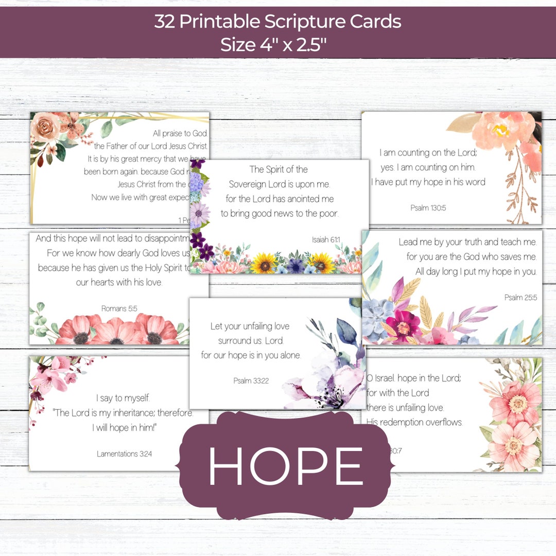 Hope Scripture Cards Bible Verse Cards Bible Study Cards - Etsy