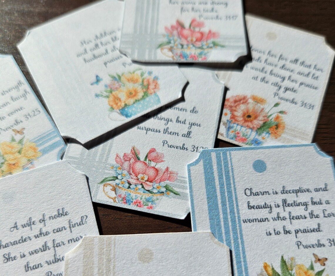 Proverbs 31 Tags Scripture Tea Tags Printable Tea Bag Tags Mother's Day ...