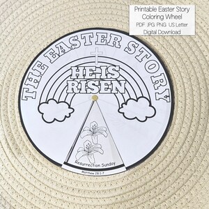 The Easter Story Coloring Spinner Wheel Easter Activity Kids - Etsy