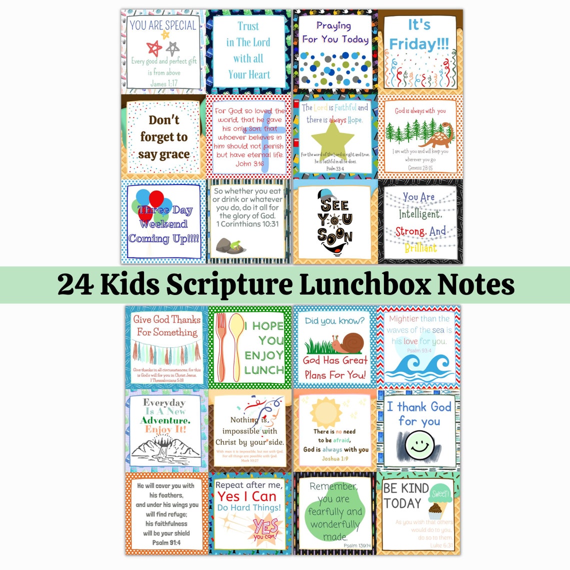 Christian Printable Lunchbox Notes for Kids Inspiring Notes - Etsy