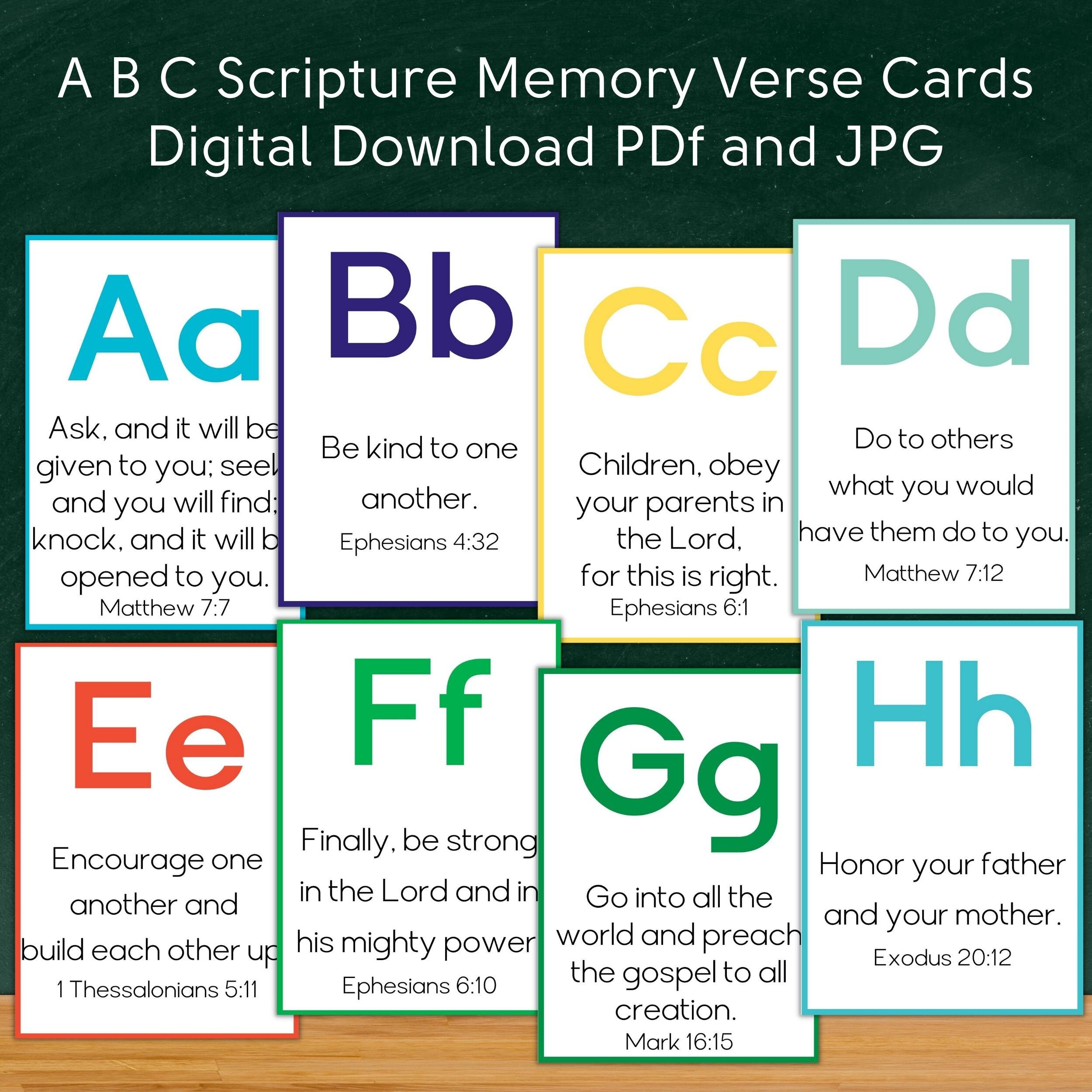 ABC Scripture Memorization Cards Bible Flash Cards Homeschool - Etsy ...