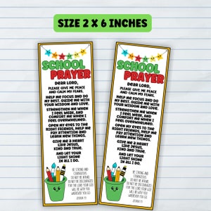 School Prayer Bookmark, First Day of School, Backpack Blessing Bookmark ...