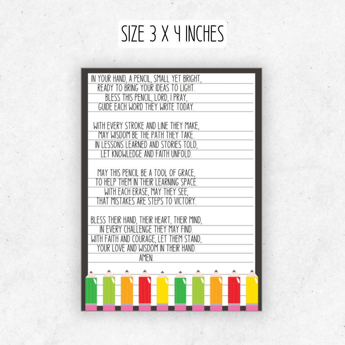 Pencil Prayer Card, Back to School Gift, Sunday School Printable ...