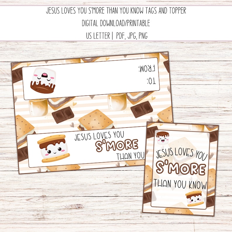 Jesus Loves You S'more Treat Bag Toppers: Printable Religious Tags (PDF ...