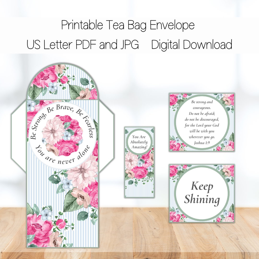 Printable Tea Bag Envelope Tea Bag Wrapper Tea Lover Gift Teabag Holder ...