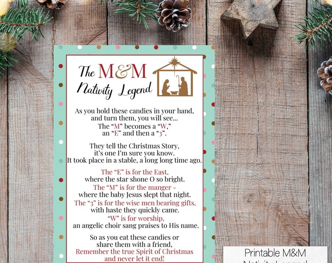 M&M Nativity Legend Christmas Tags Gifts Treats Cards Chocolate Candy ...